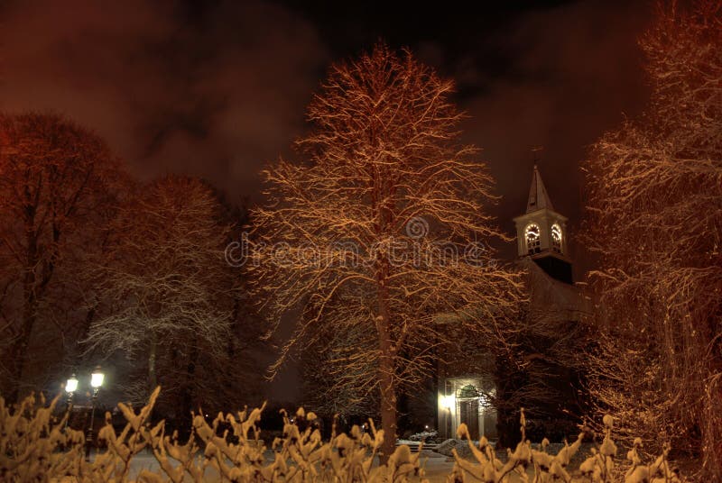 Church at night stock image. Image of community, presbyterian - 14108233