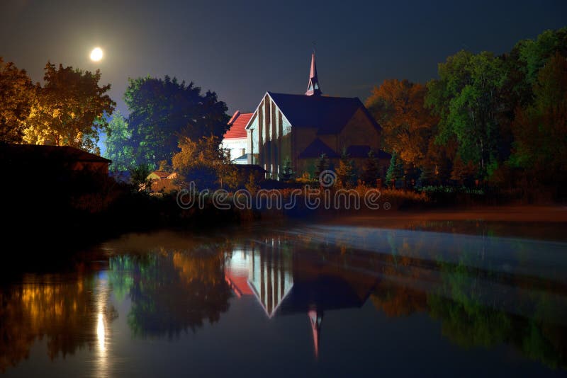 Church at night stock image. Image of landscape, nature - 21143543