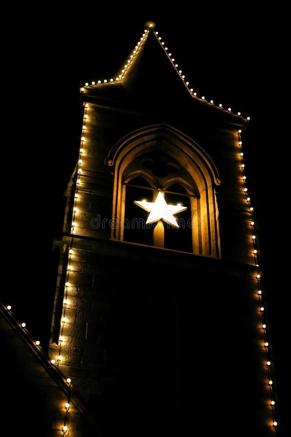 Church at night stock image. Image of grace, comet, december - 2409423