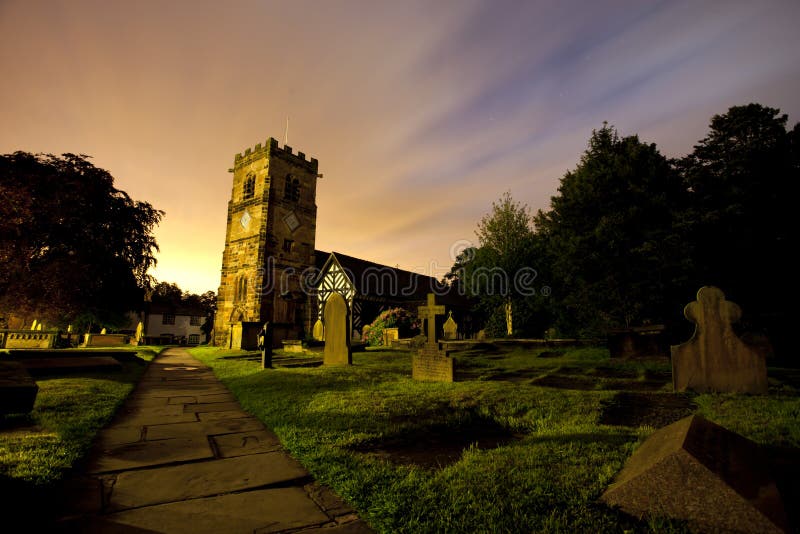 Old Church at Night with Star Trails Stock Photo - Image of long, star ...