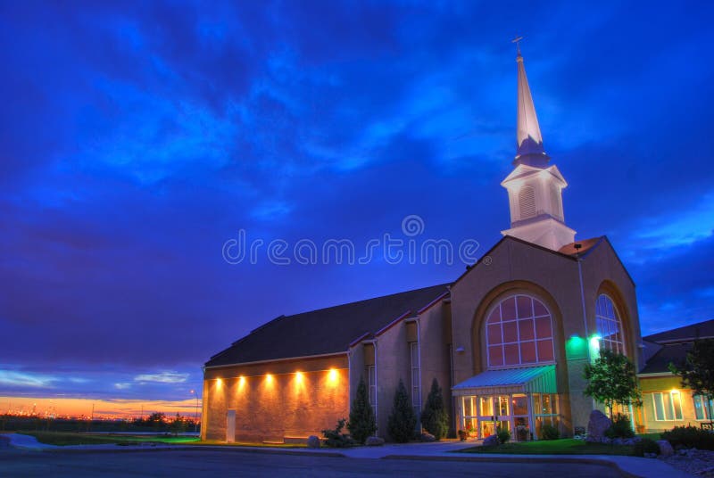 Church at Night stock image. Image of evening, cross, religion - 5655591