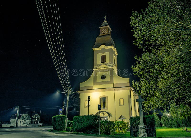 Church in the night stock image. Image of range, slovakia - 80073017