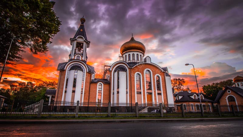 Church at Night - Panoramic View- Sky Scenics - Nature 2018 Stock Image ...
