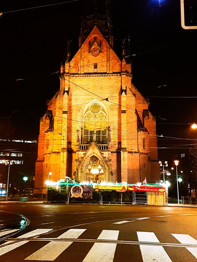Church at night editorial photo. Image of brno, church - 89371491