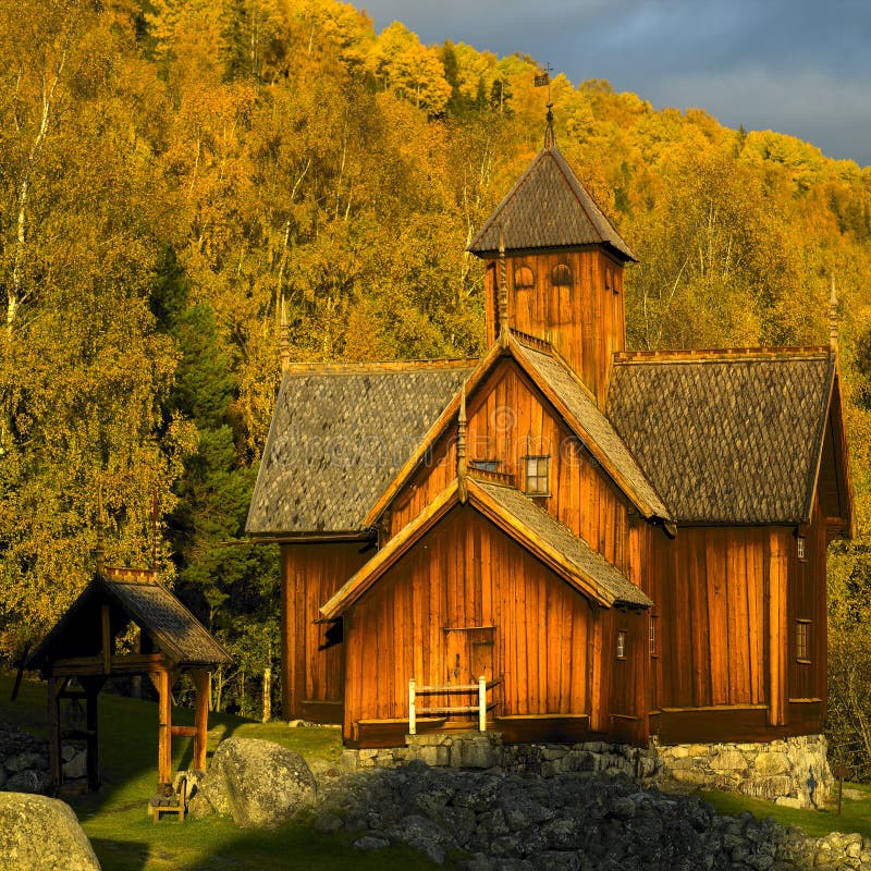 Stave church, Norway stock photo. Image of tree, notodden - 3002794