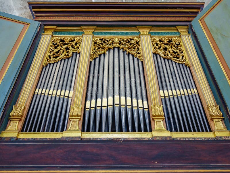 Church organ pipes stock photo. Image of objects, silver - 97206524