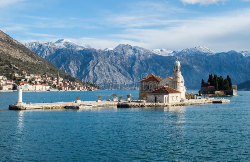 Church Our Lady of the Rocks in Perast Stock Image - Image of city ...