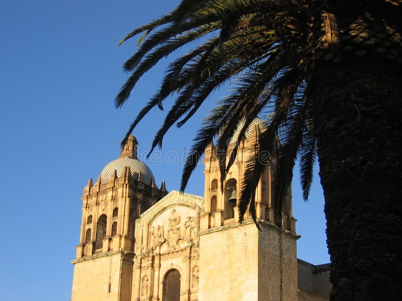 Church and Palm Tree - Oaxaca - Mexico Stock Photo - Image of brown ...