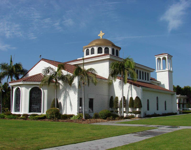Church with Palm Trees stock image. Image of protestant - 9199615