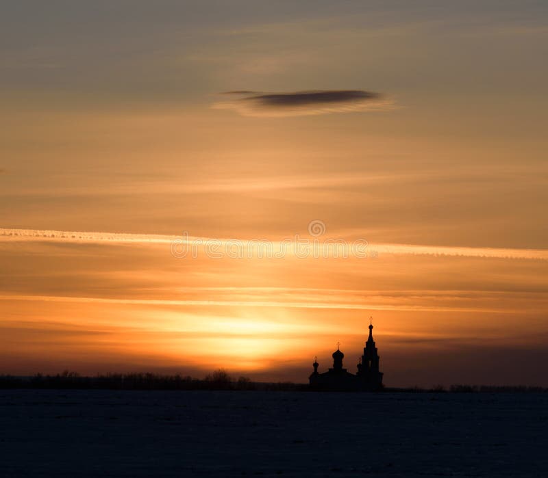 The Temple at Sunset, the Church in the Rays of Sunset, in the Sunset ...