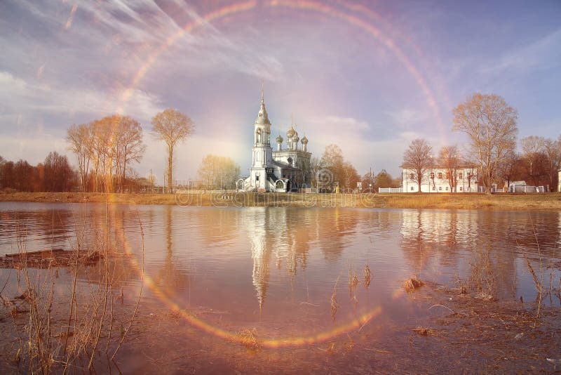 Church on river shore stock image. Image of architecture - 62270849