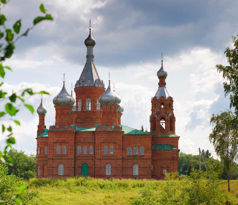Church in Russia of Red Brick Stock Photo - Image of brick, green: 10804116
