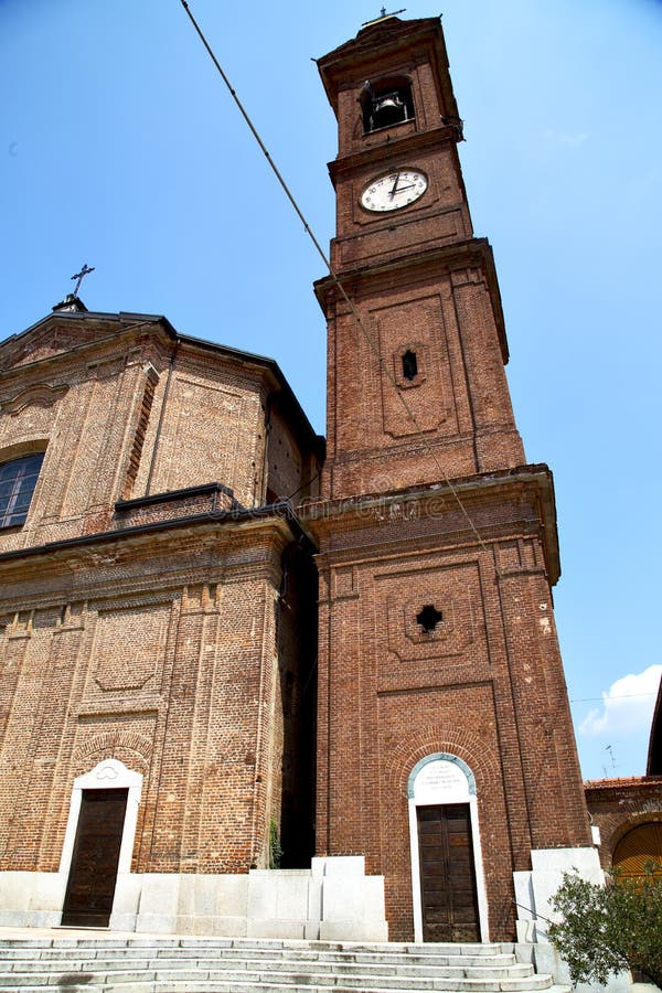 Church in the Samarate Old Closed Brick Sidewalk Italy Stock Image ...