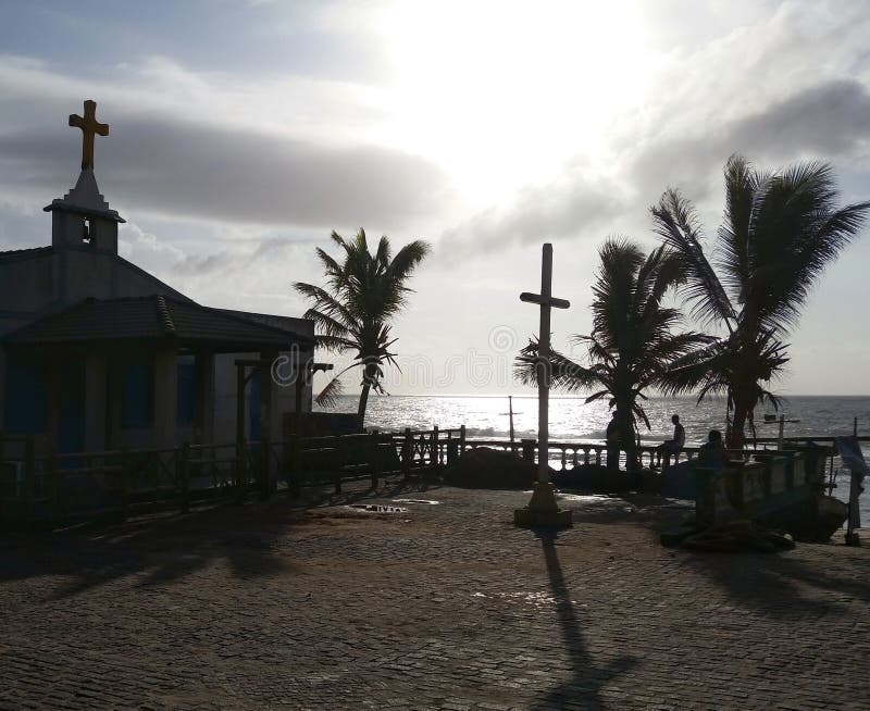 Church by the sea stock image. Image of landmark, christian - 271154157