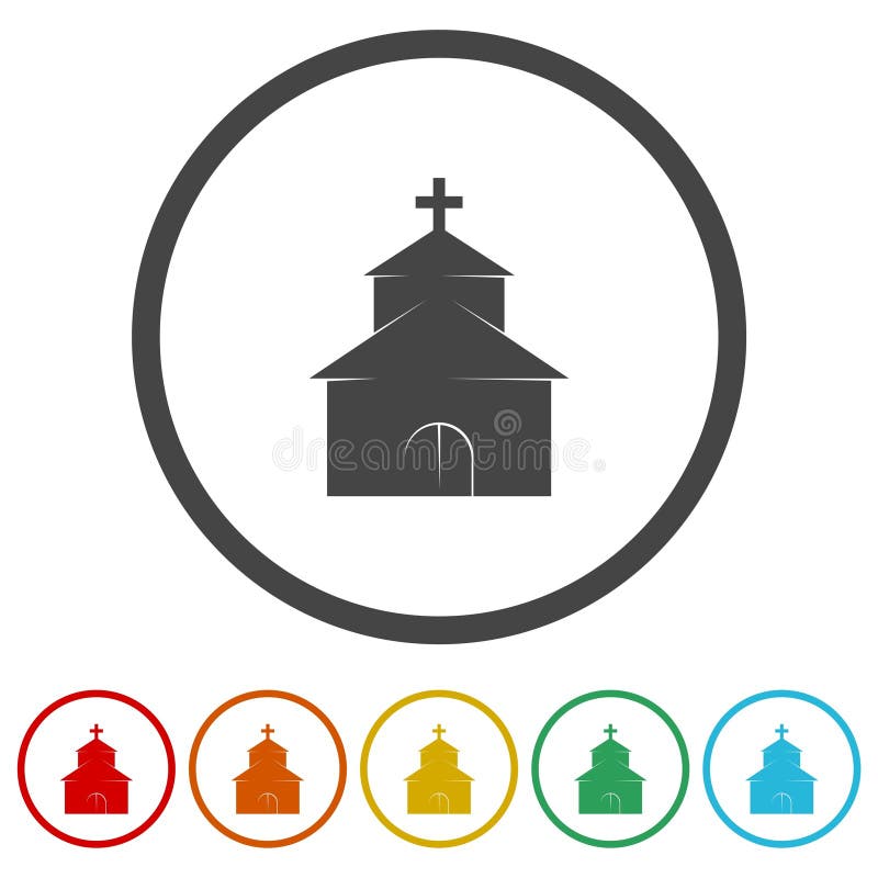 Church Simple Icon. Set Icons in Color Circle Buttons Stock Vector ...
