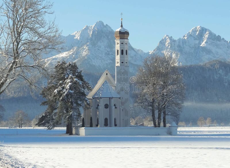 Church in snow stock image. Image of germany, faith, landscape - 36010701