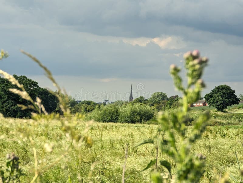A Church Spire Way Over the Horizon Stock Photo - Image of church ...