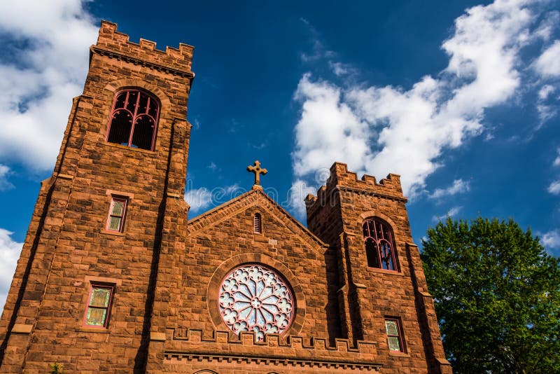 Church in Spring Grove, Pennsylvania. Stock Image - Image of clouds ...