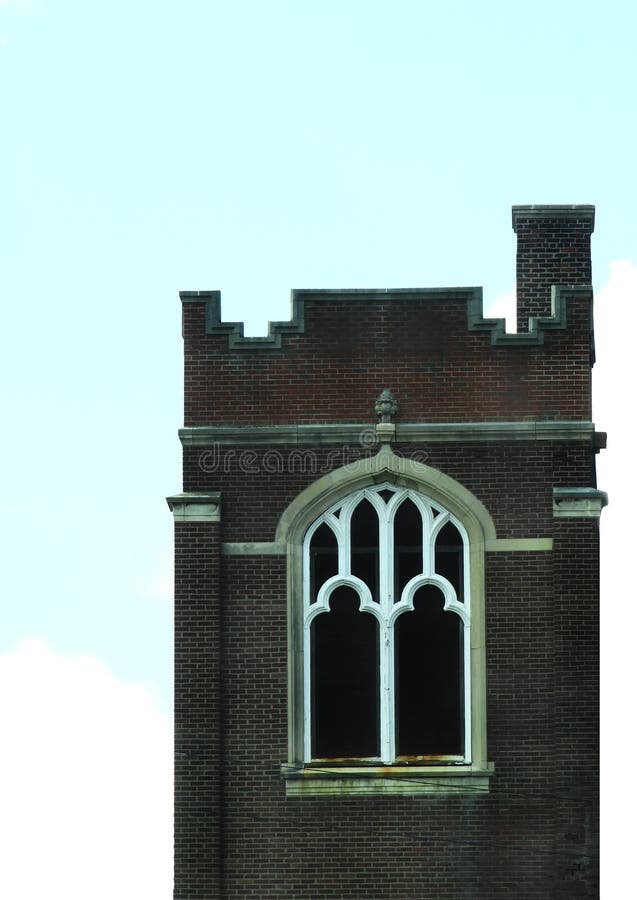 Church Square Brick Bell Tower with Gothic Window Stock Photo - Image ...