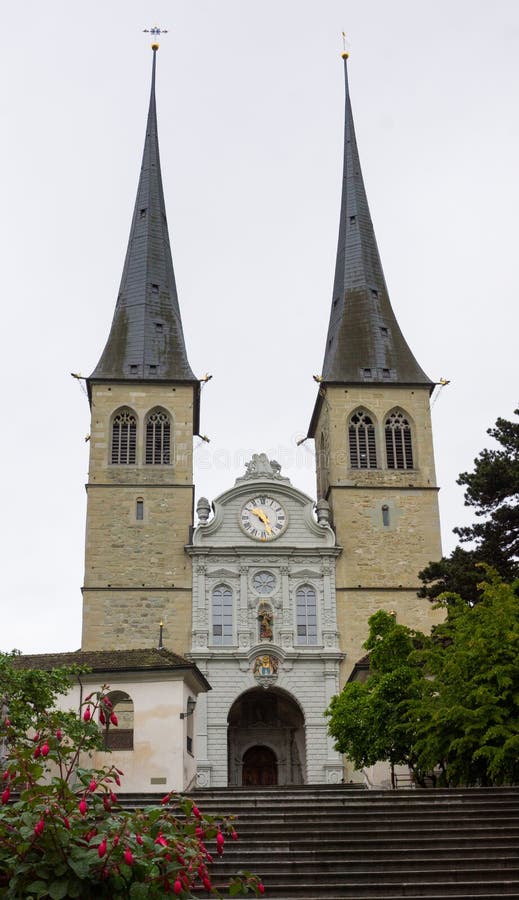 Church of St. Leodegar in Lucerne Stock Image - Image of leodegar ...
