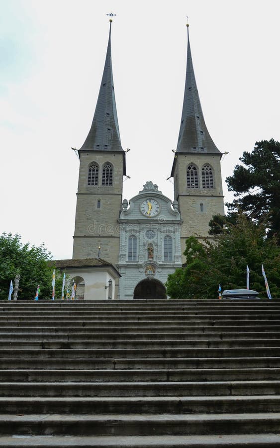Court Church Of St Leodegar In Lucerne Stock Image - Image of city ...