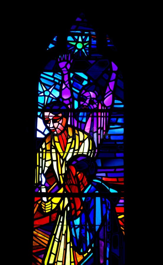 Religious Stained Glass Window Stock Image - Image of pious, nailed ...