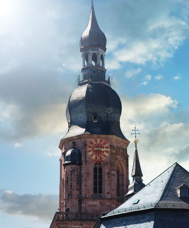 Church Steeple with Heavenly Sky Stock Photo - Image of european ...