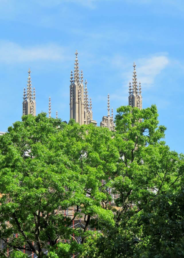 Church Steeples and a Blue Sky Background Editorial Stock Photo - Image ...