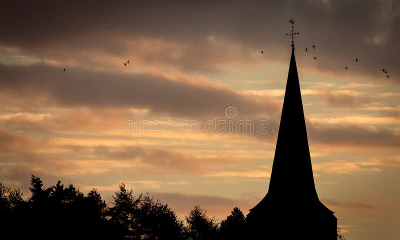 Church with a Stunning Sunset Stock Image - Image of city, christianity ...