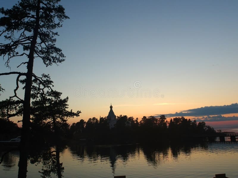 Church on Sunset Background Stock Photo - Image of shrine, river: 42990126