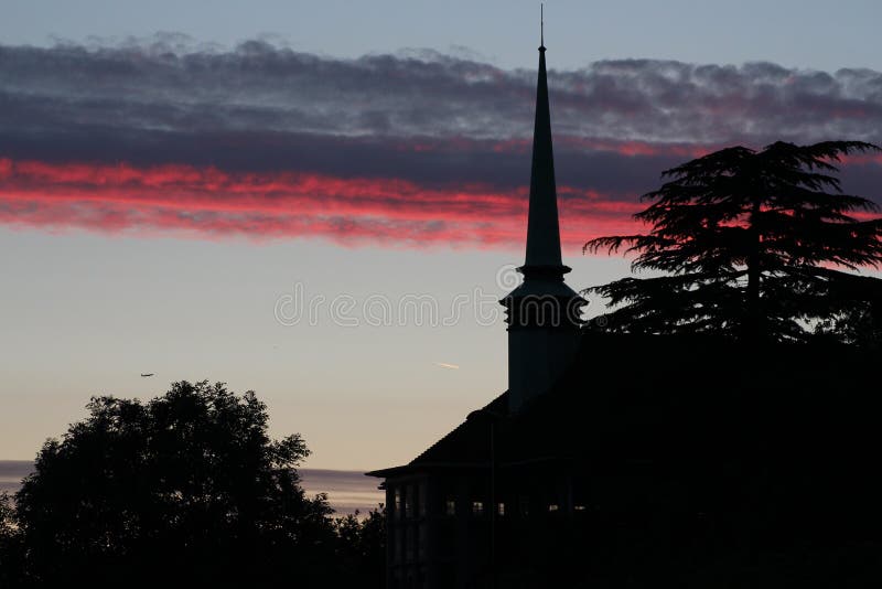 A church at sunset stock image. Image of vapour, landscape - 55080751