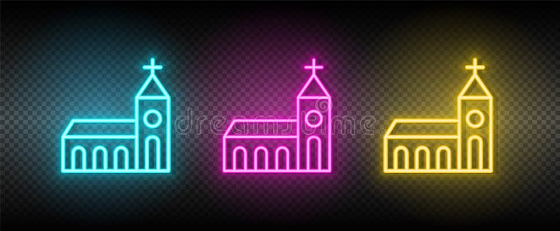 Church Symbol Neon Vector Icon. Stock Vector - Illustration of ...