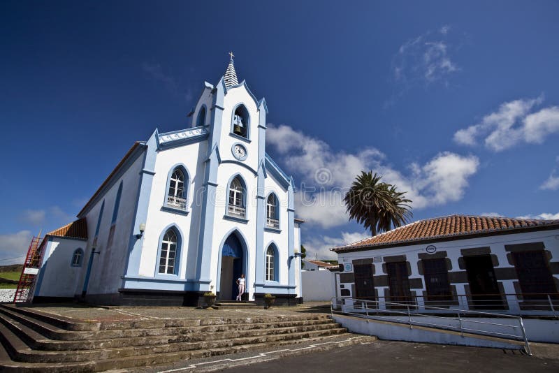 Church on Terceira stock image. Image of clock, religion - 10841449