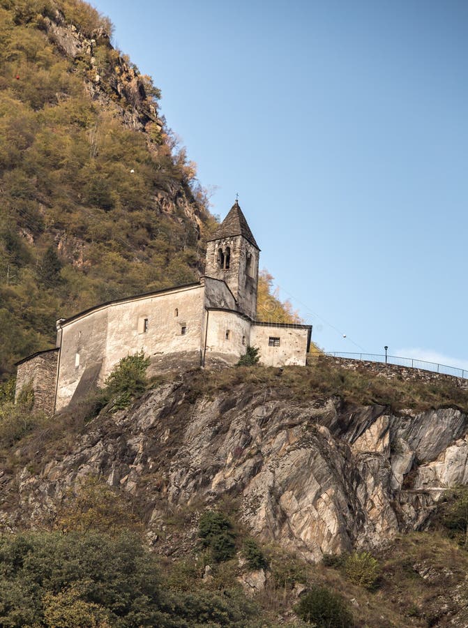Church tirano on a rock stock photo. Image of mountain - 49881288