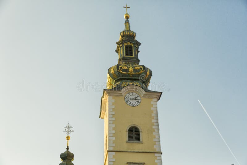 Church Tower with Christian Cross Stock Image - Image of tower, cross ...