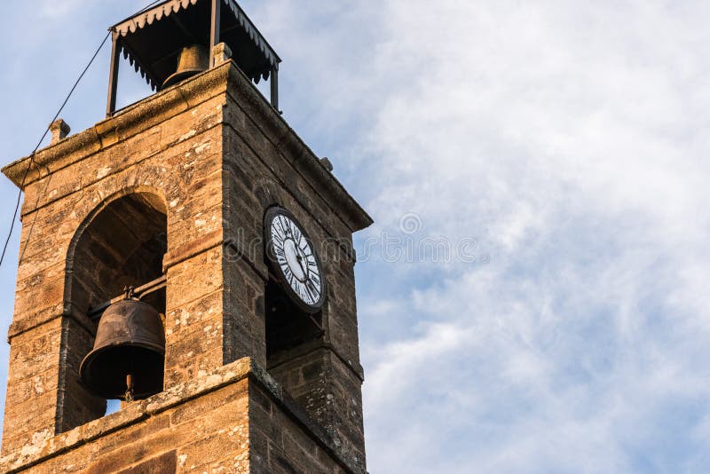 Church Tower with Bell Tower and Clock Stock Photo - Image of ...
