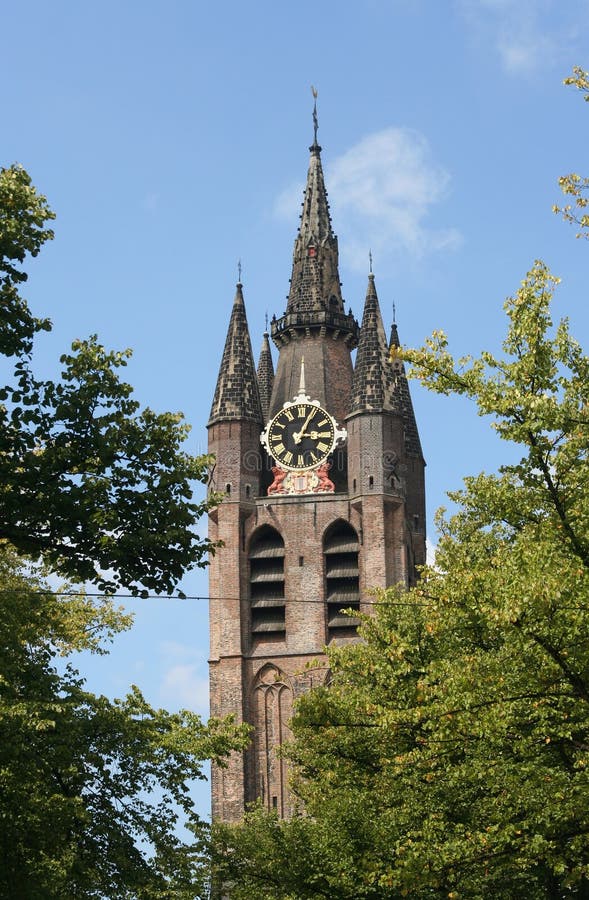 Church Tower of Delft stock image. Image of clock, religion - 10934567