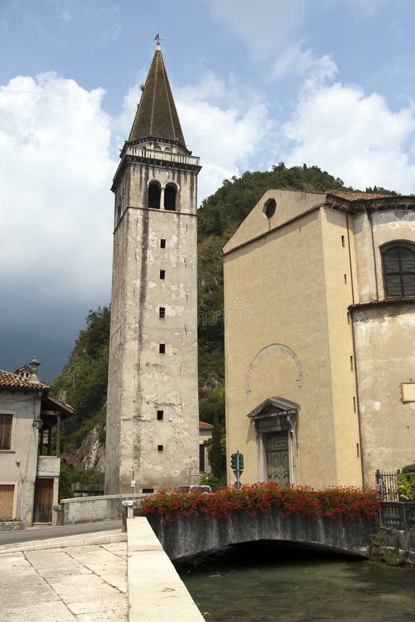 Church Tower in Italian Town Stock Image - Image of river, summer: 15756877