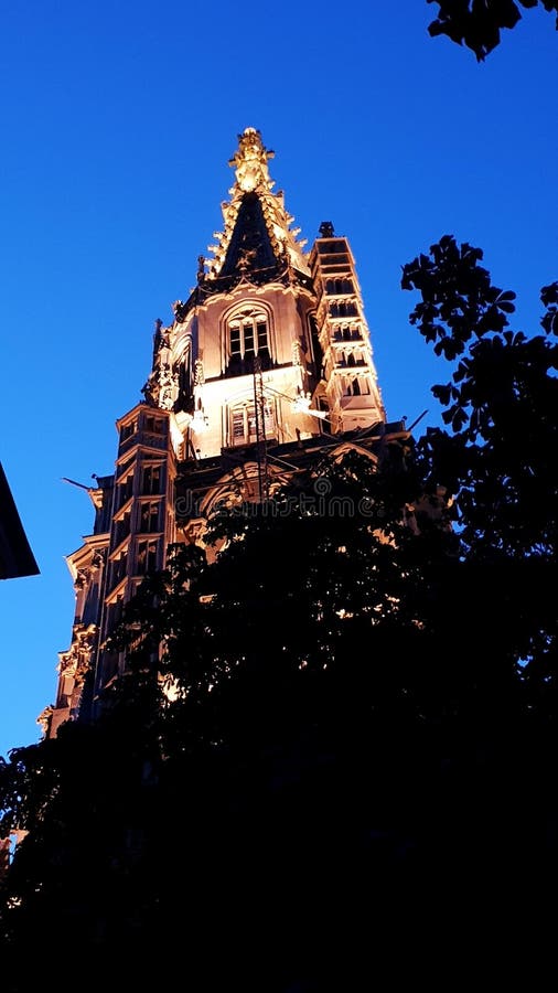 Church Tower Night View Capture Stock Image - Image of capture, view ...