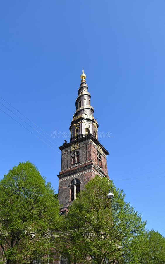 Church Tower of Our Saviour in Copenhagen, Denmark Stock Photo - Image ...