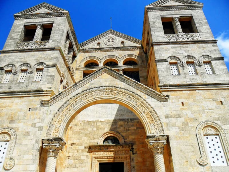 Church of the Transfiguration on Mount Tabor in Israel Stock Photo ...