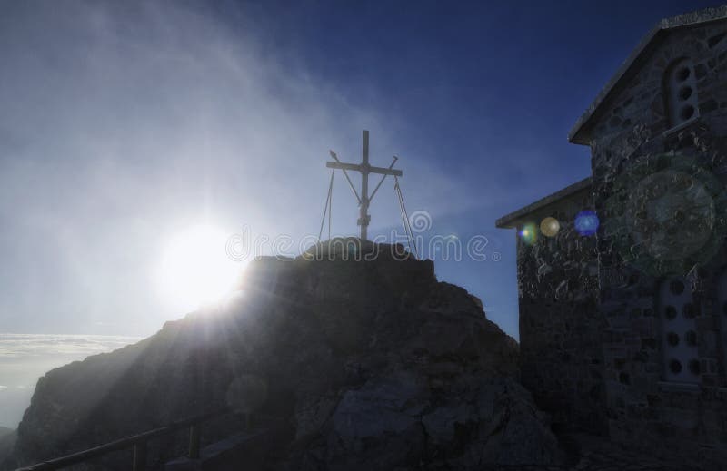 The Church of the Transfiguration on Top of Athos. Stock Photo - Image ...