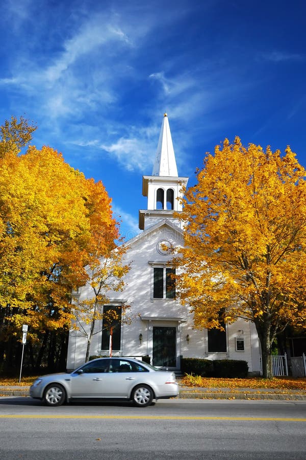 Church and tree in Autumn stock image. Image of motion - 19415881
