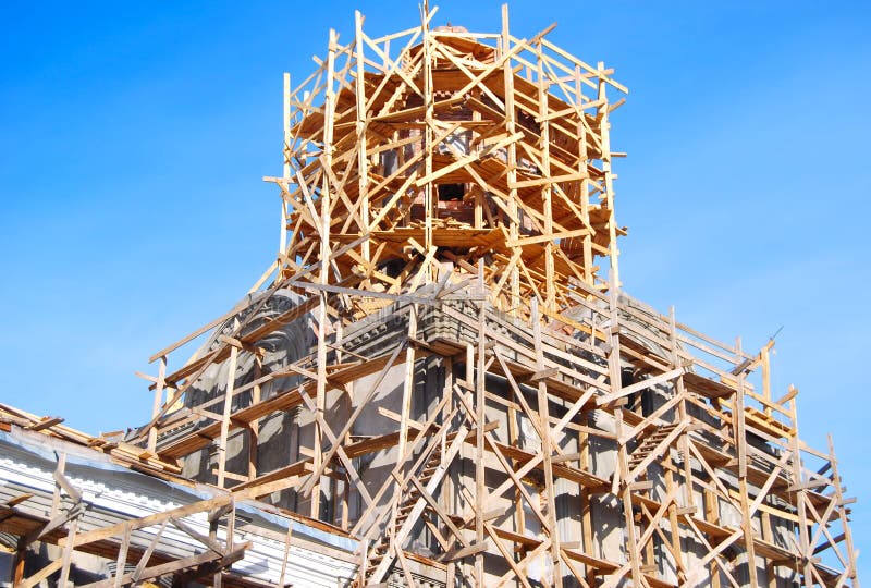 Church Under Moon in a Bustling Street Stock Image - Image of clouds ...