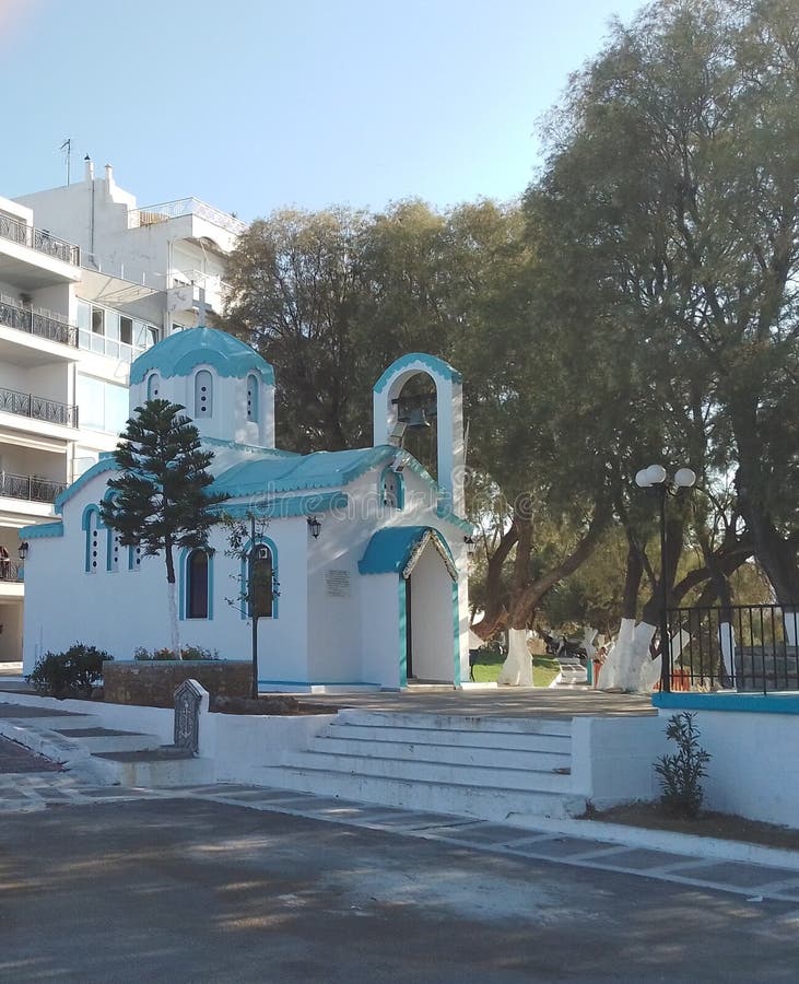 Church under the trees stock image. Image of trees, white - 158357405