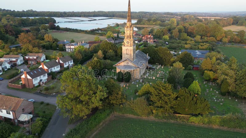 Church in Village with Tower Bell and Clock Stock Video - Video of ...