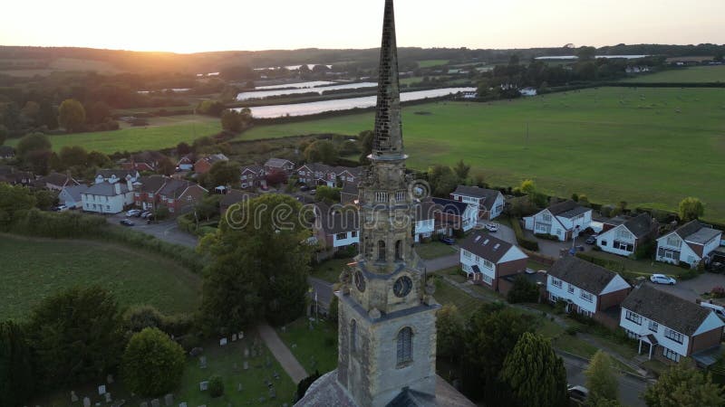 Church in Village with Tower Bell and Clock Stock Video - Video of ...