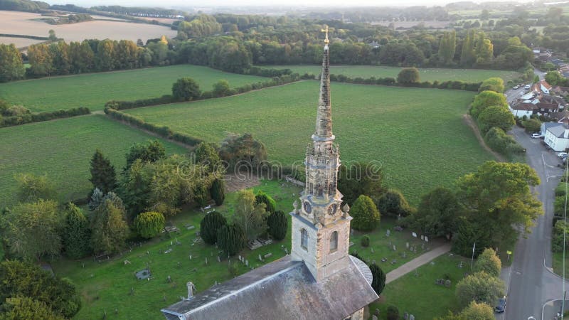 Church in Village with Tower Bell and Clock Stock Footage - Video of ...