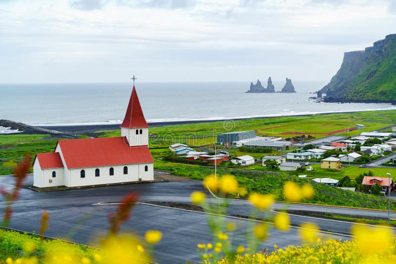 Church at the Village of Vik Stock Image - Image of icelandic, beach ...