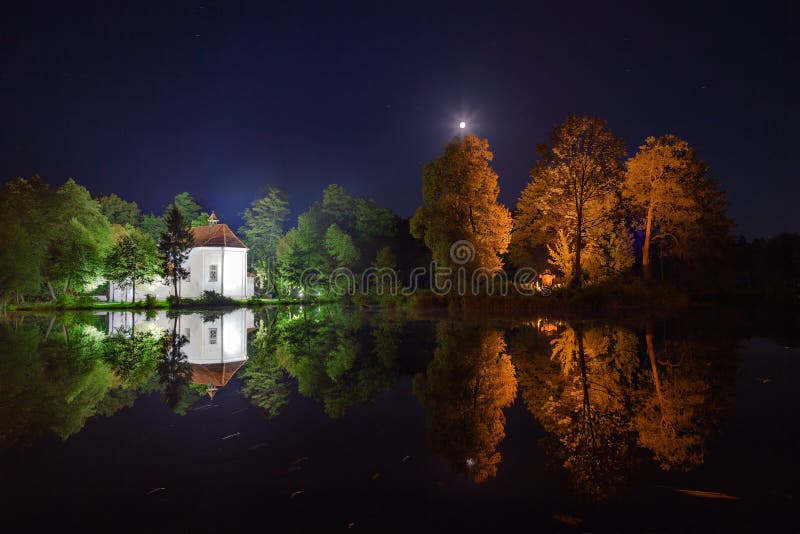 Church on the water stock photo. Image of chapel, moonlight - 29524952